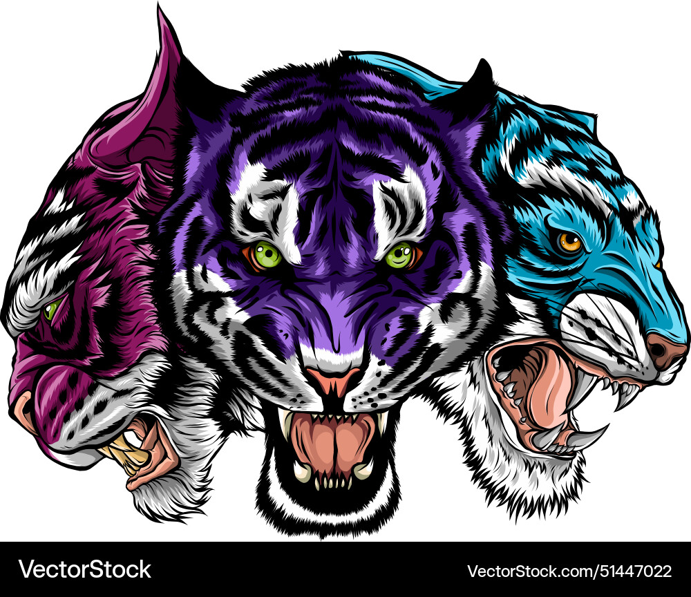 Tiger head in detailed style Royalty Free Vector Image