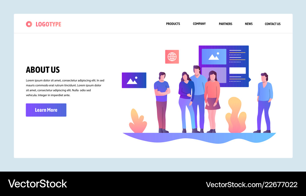Web site design template about us company Vector Image