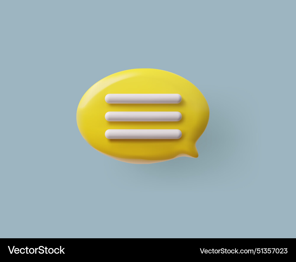 3d glossy yellow speech bubble with white text Vector Image