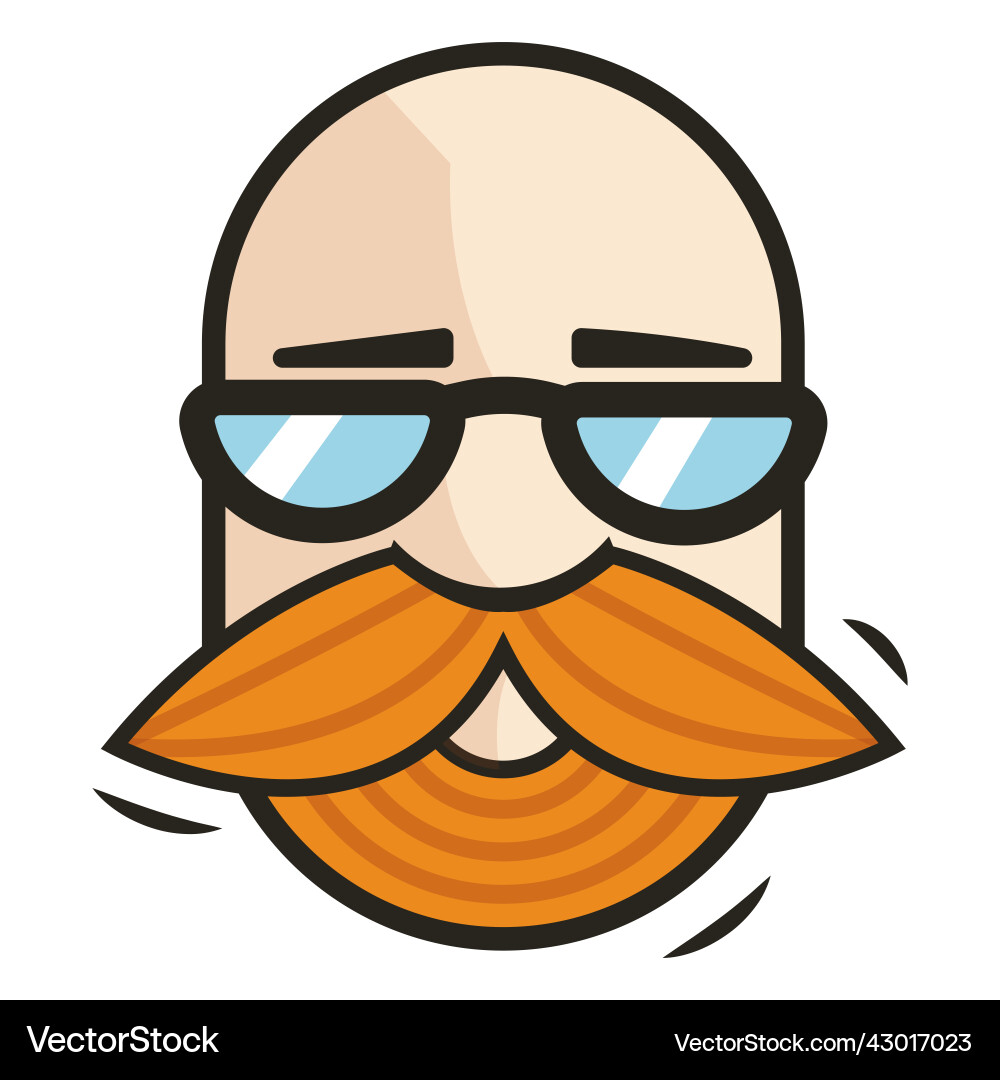 Bald face beard logo Royalty Free Vector Image