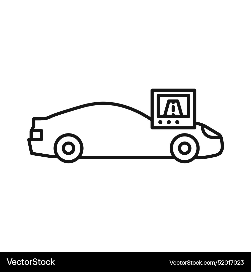 Car with touchscreen display icon black line art Vector Image