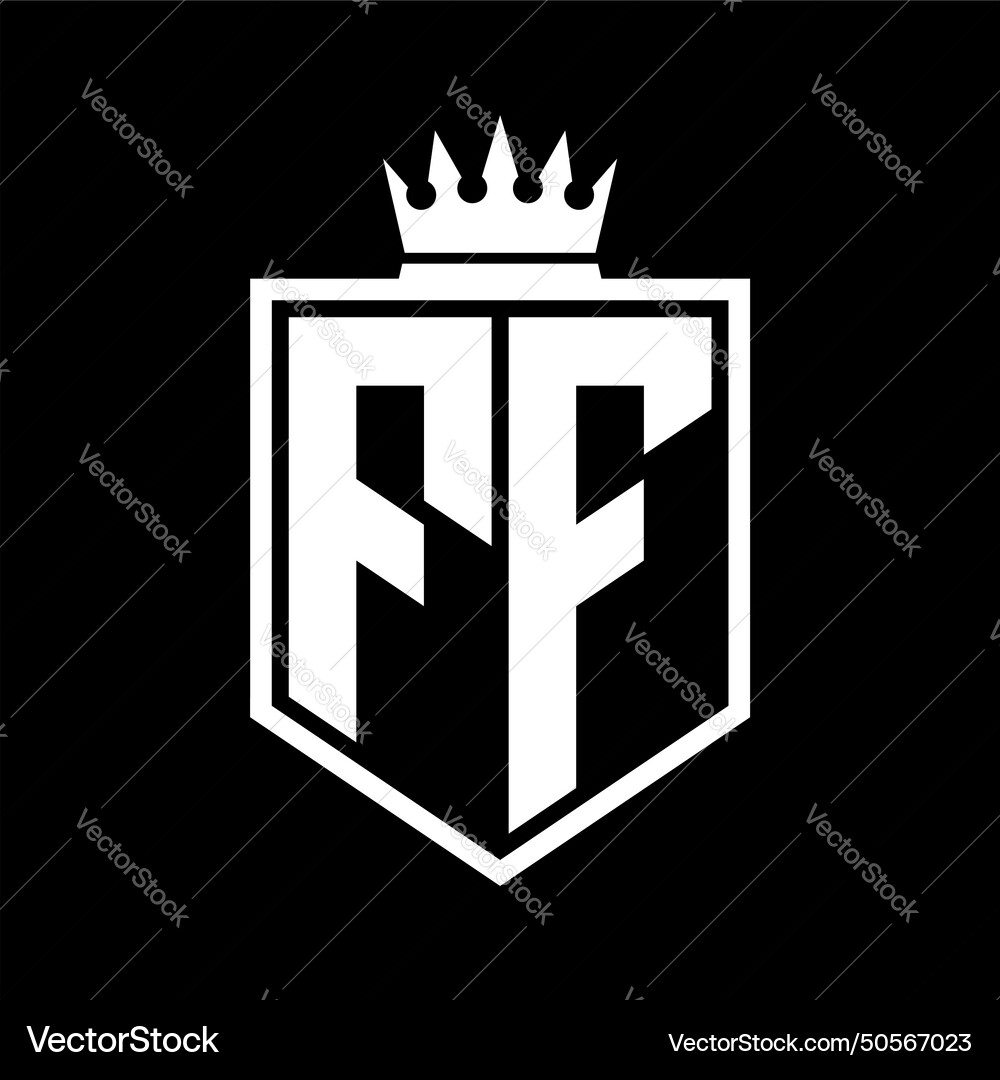 Ff logo monogram bold shield geometric shape Vector Image