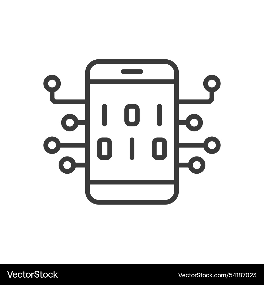 Iot-Code-Symbol in Linien-Design Internet Vektorbild