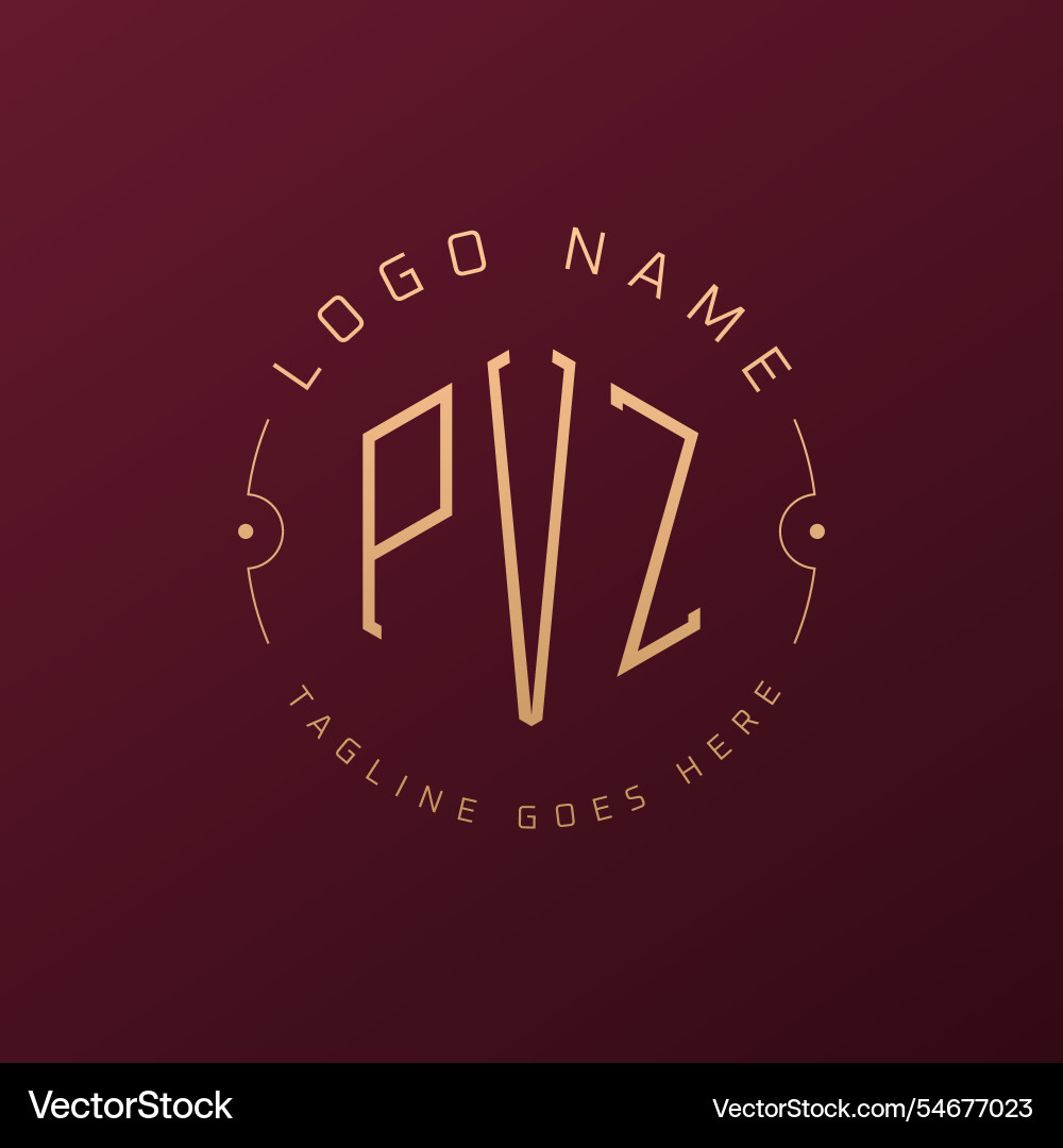 Luxury pvz logo design elegant letter Royalty Free Vector