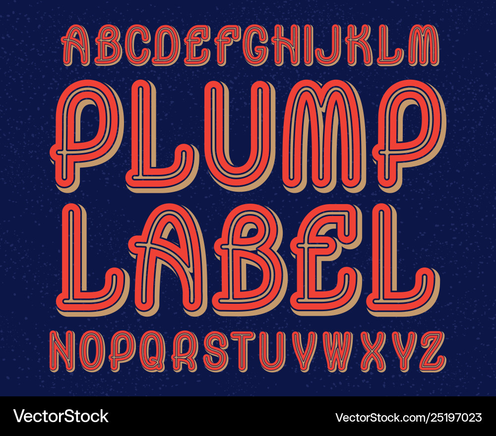 Plump label typeface retro font isolated english Vector Image