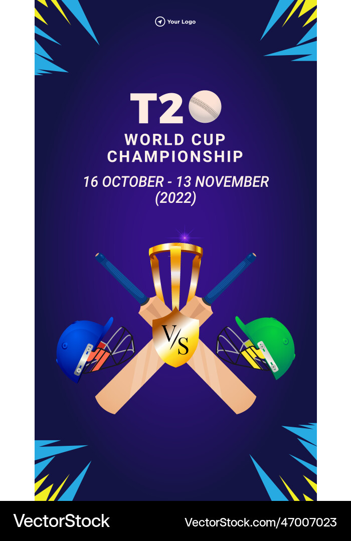 T20 cricket world cup portrait template design Vector Image