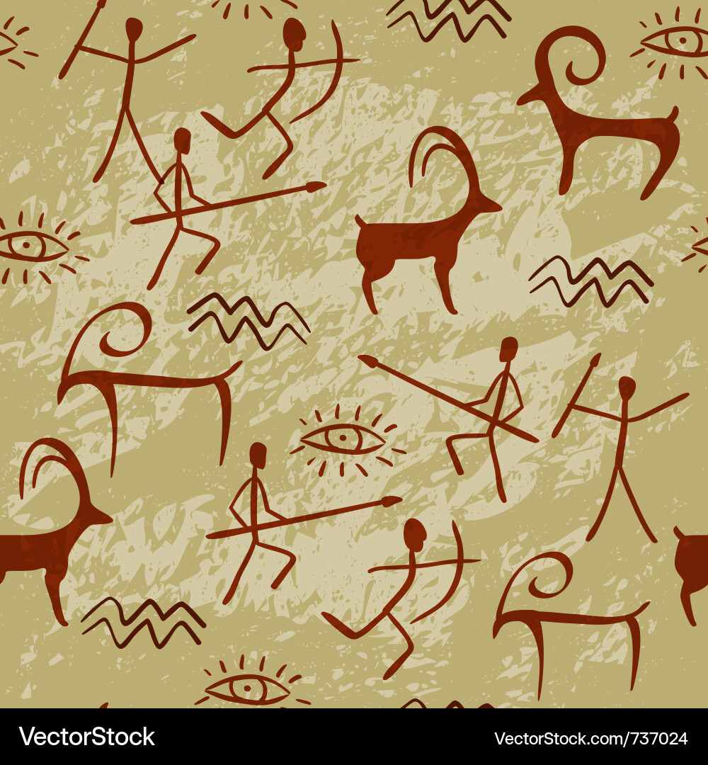 Ancient Cave Painting Motif Royalty Free Vector Image