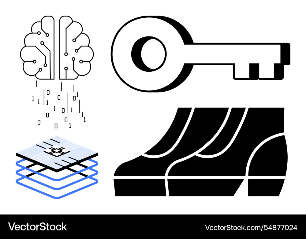 Artificial intelligence brain digital key Vector Image