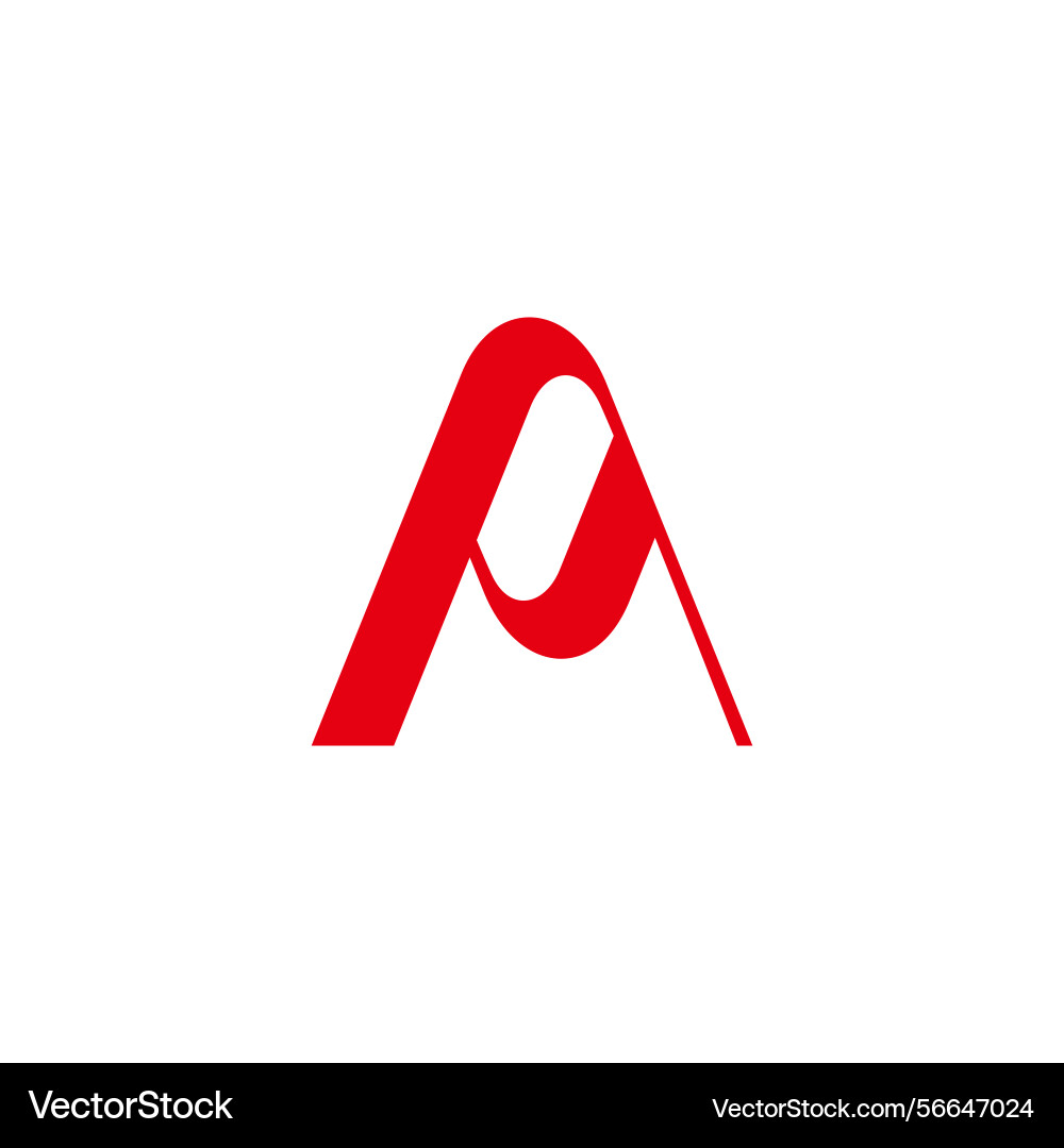 Letter pa simple linked curves red logo Royalty Free Vector