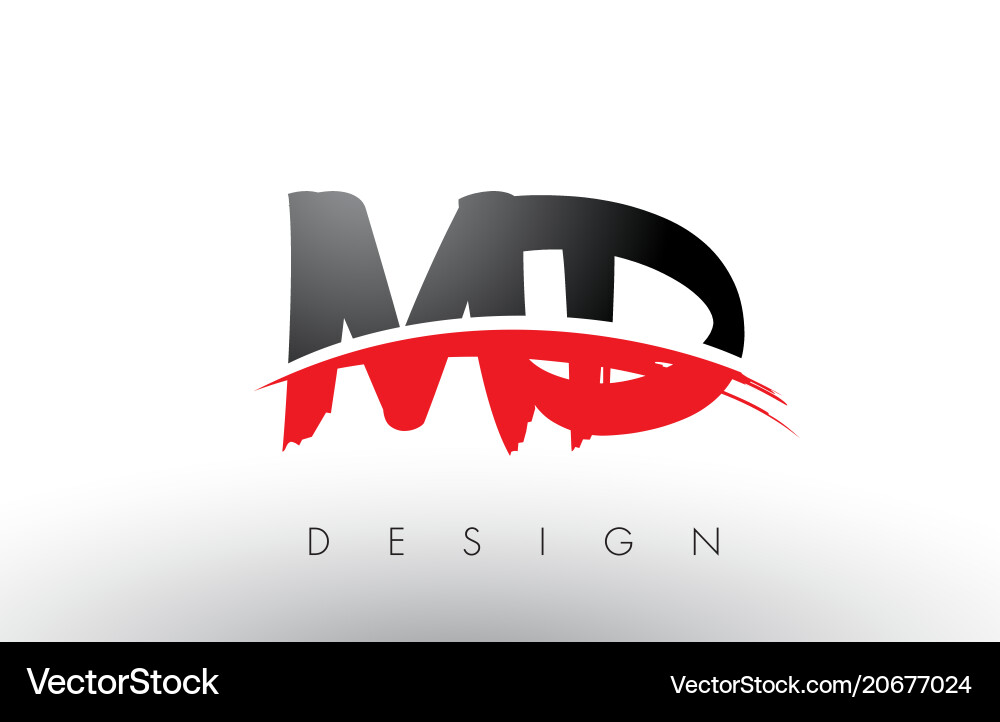 Md m d brush logo letters with red and black Vector Image