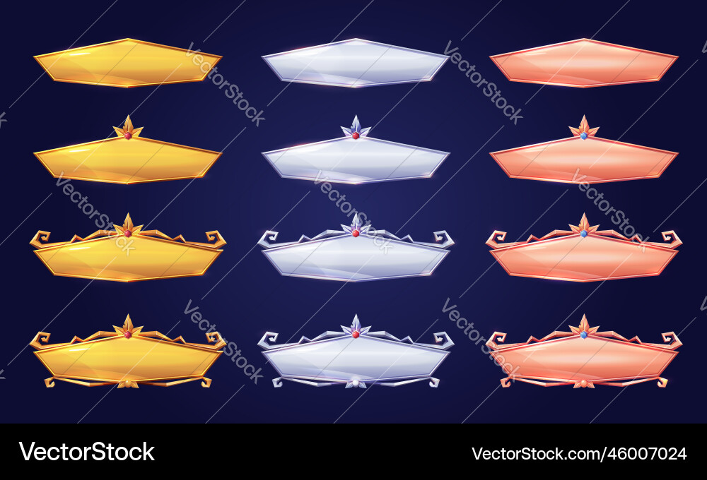 Medieval game button ui metal fantasy board Vector Image