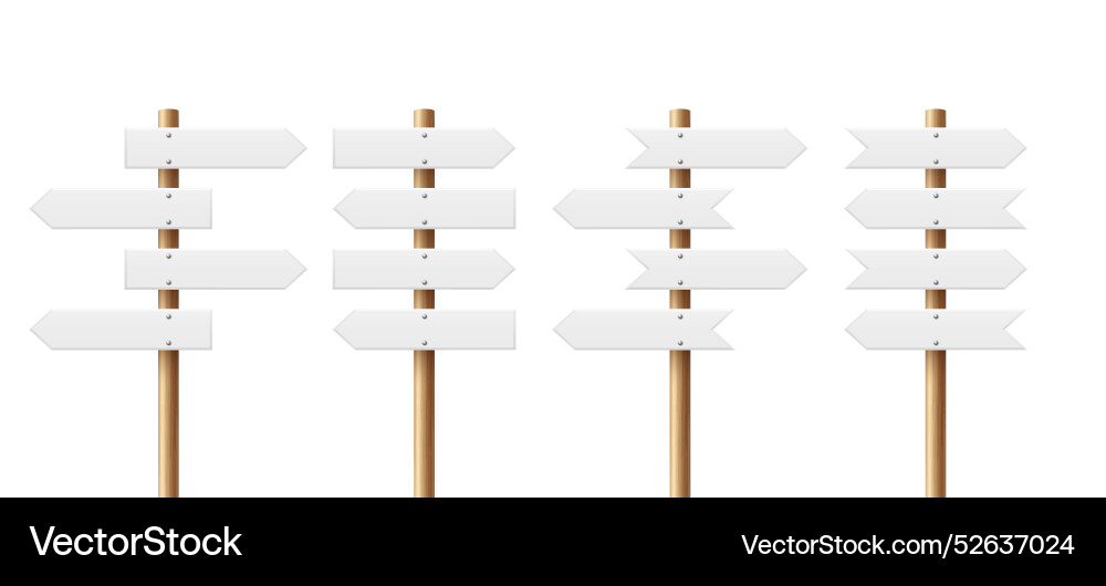 Realistic sign post set realistic blank road Vector Image