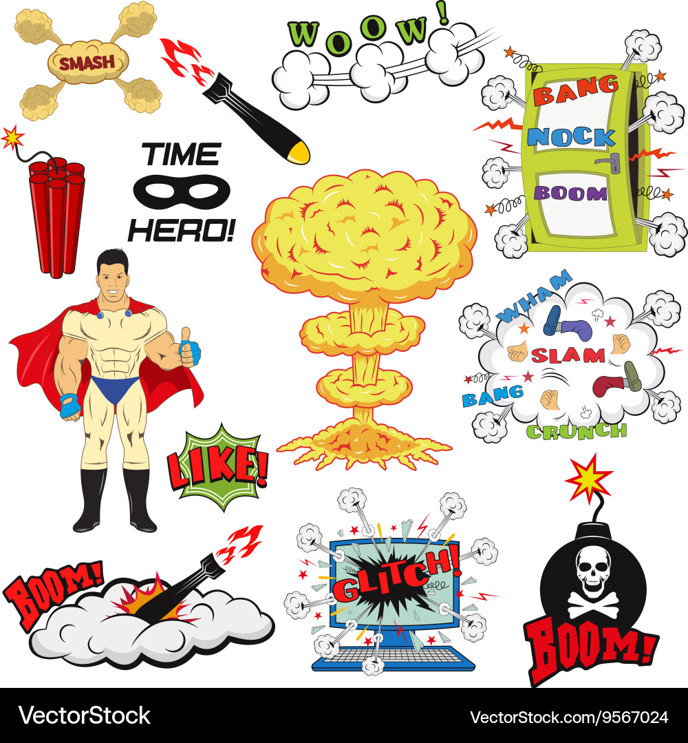 Set of retro comic book design elements Royalty Free Vector