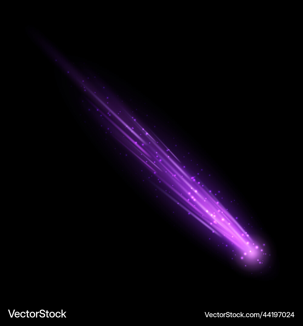 Shooting star realistic neon meteor Royalty Free Vector