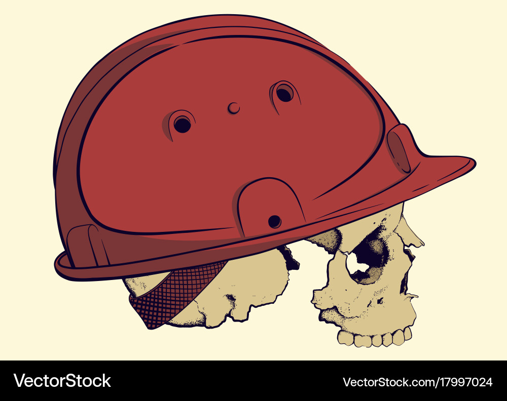 Skull in a construction helmet Royalty Free Vector Image