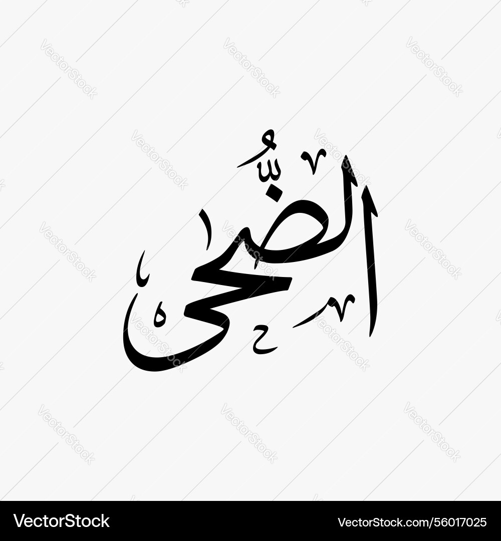 Ad duha quran surah name sulus calligraphy Vector Image