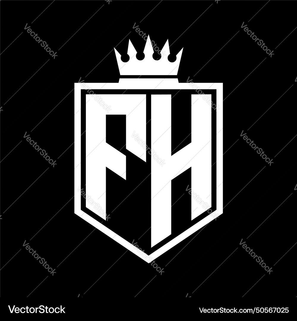 Fh logo monogram bold shield geometric shape Vector Image