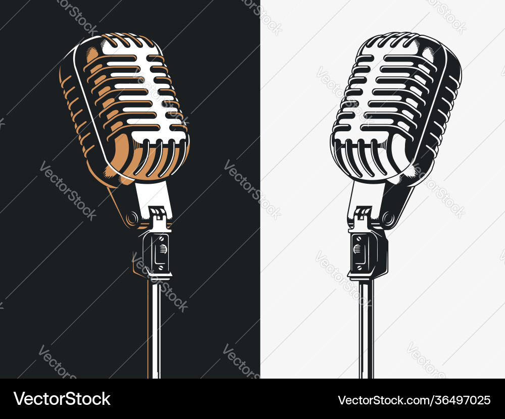 Live on stage open microphone drawing transparent Vector Image