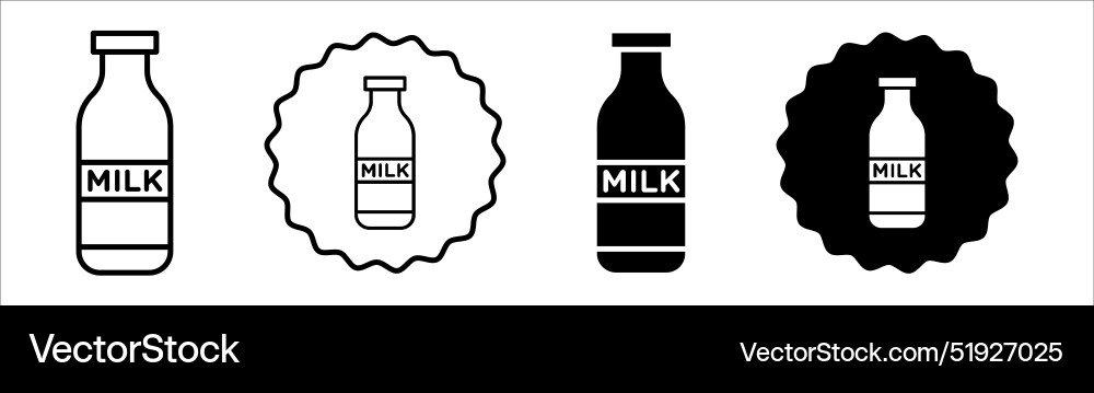 Milk bottle icon symbol set collection Royalty Free Vector