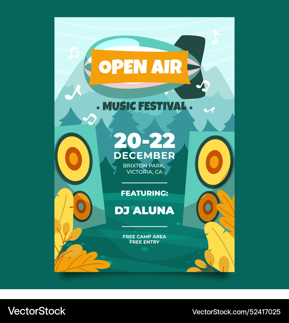 Open air party poster template Royalty Free Vector Image