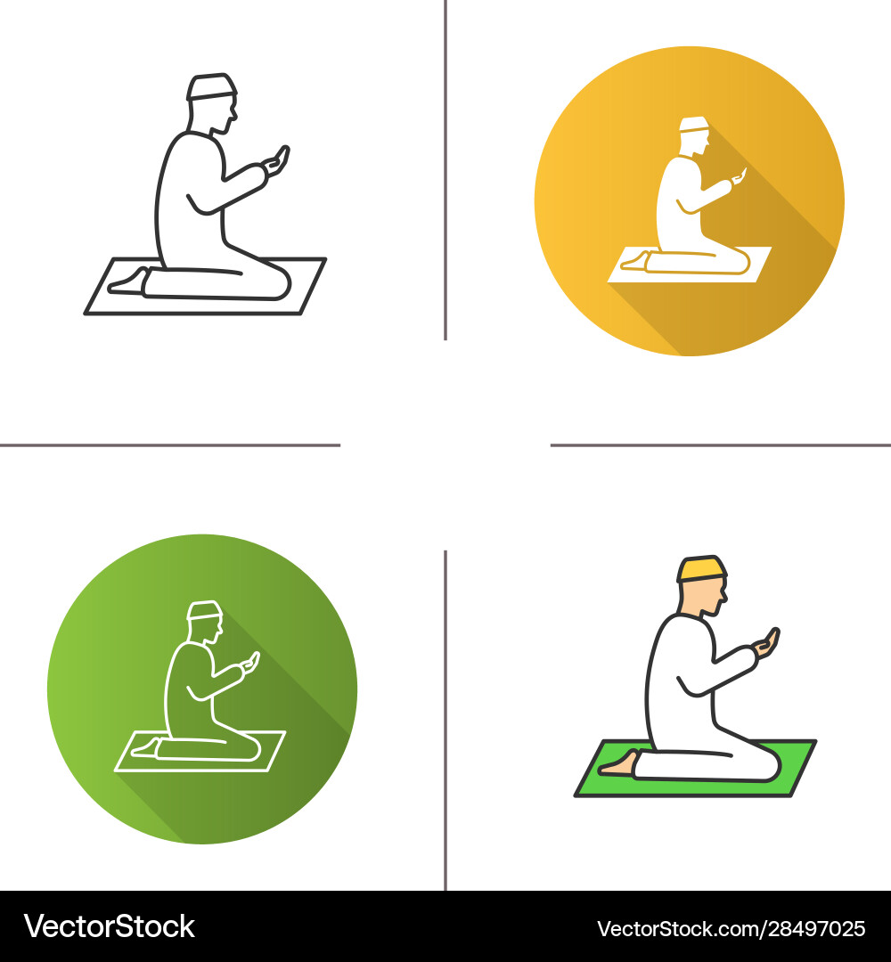 Praying muslim man icon Royalty Free Vector Image
