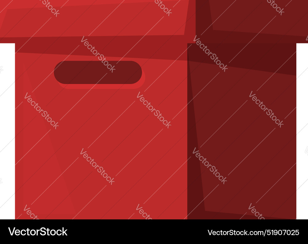 Red cardboard box standing on surface Royalty Free Vector