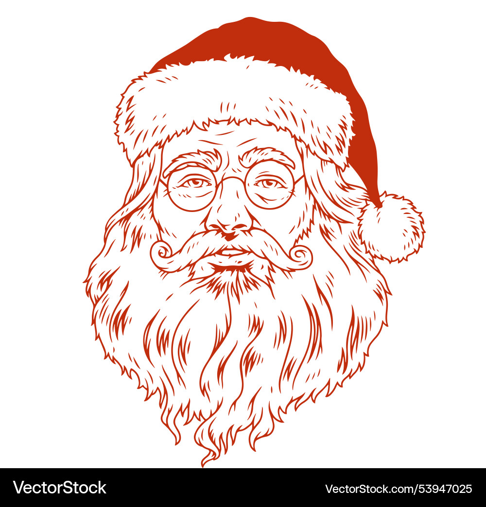 Santa claus face element monochrome Royalty Free Vector