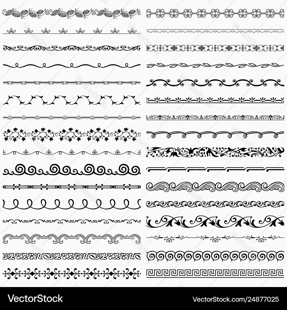 Seamless horizontal elements big set 1 Royalty Free Vector