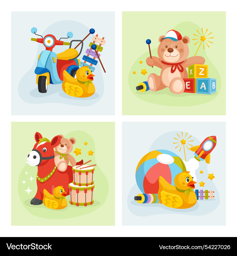 Colorful children toy collage Royalty Free Vector Image