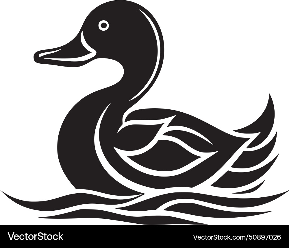Duck - black and white Royalty Free Vector Image