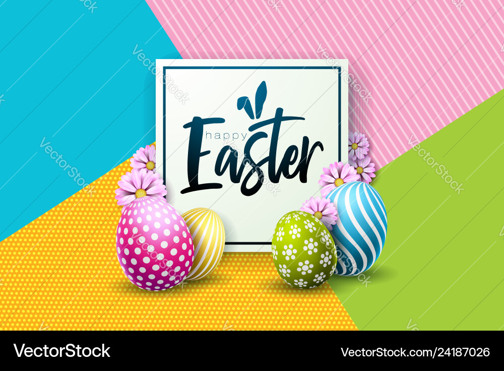 Happy easter holiday design with painted egg Vector Image
