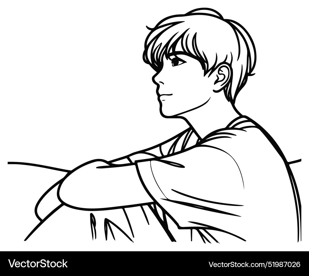 Man boy and husband line art drawing design Vector Image