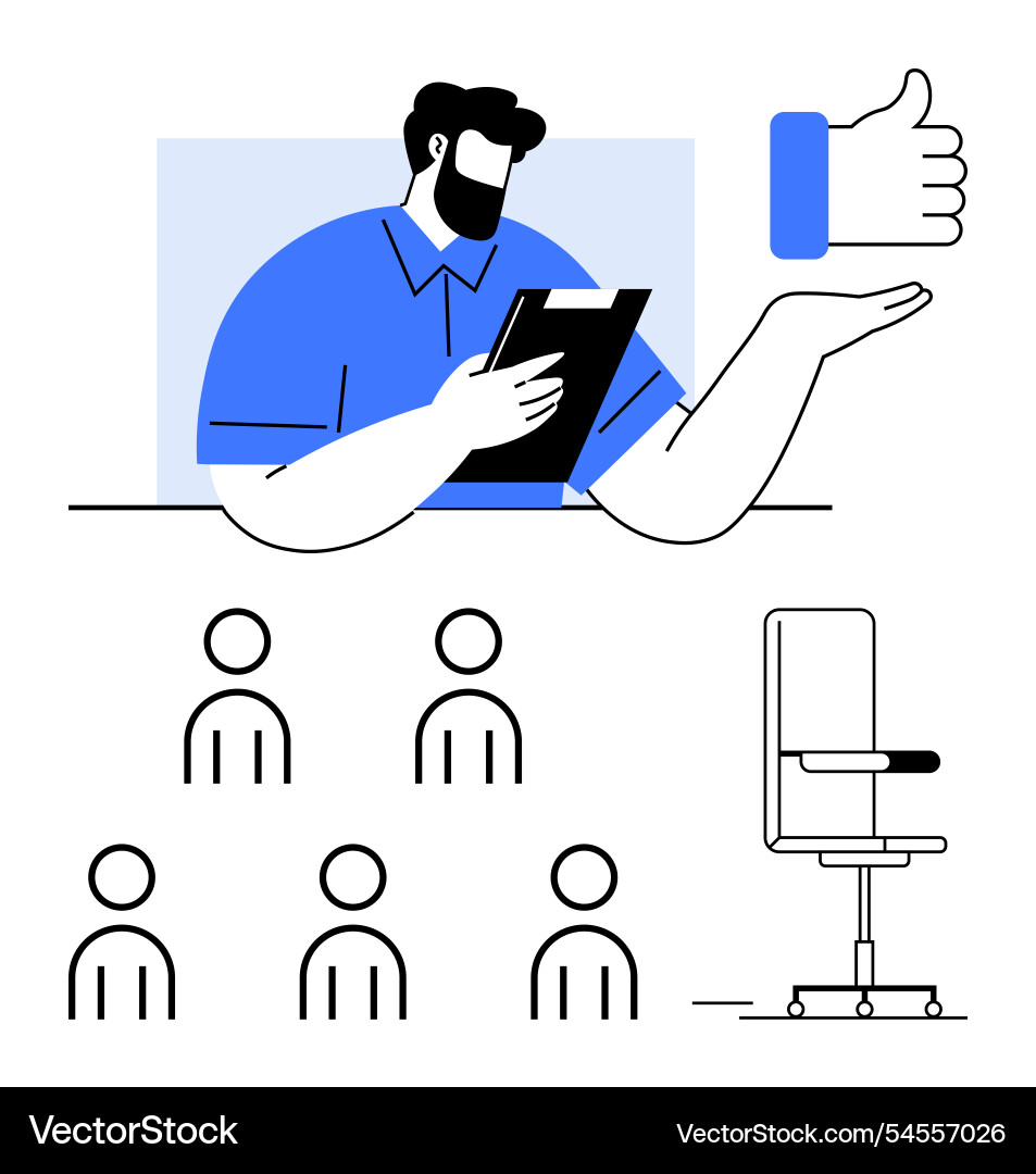 Manager overseeing team engagement and office Vector Image