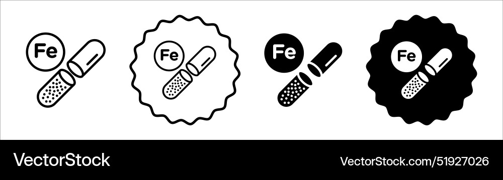Mineral fe icon symbol set collection Royalty Free Vector