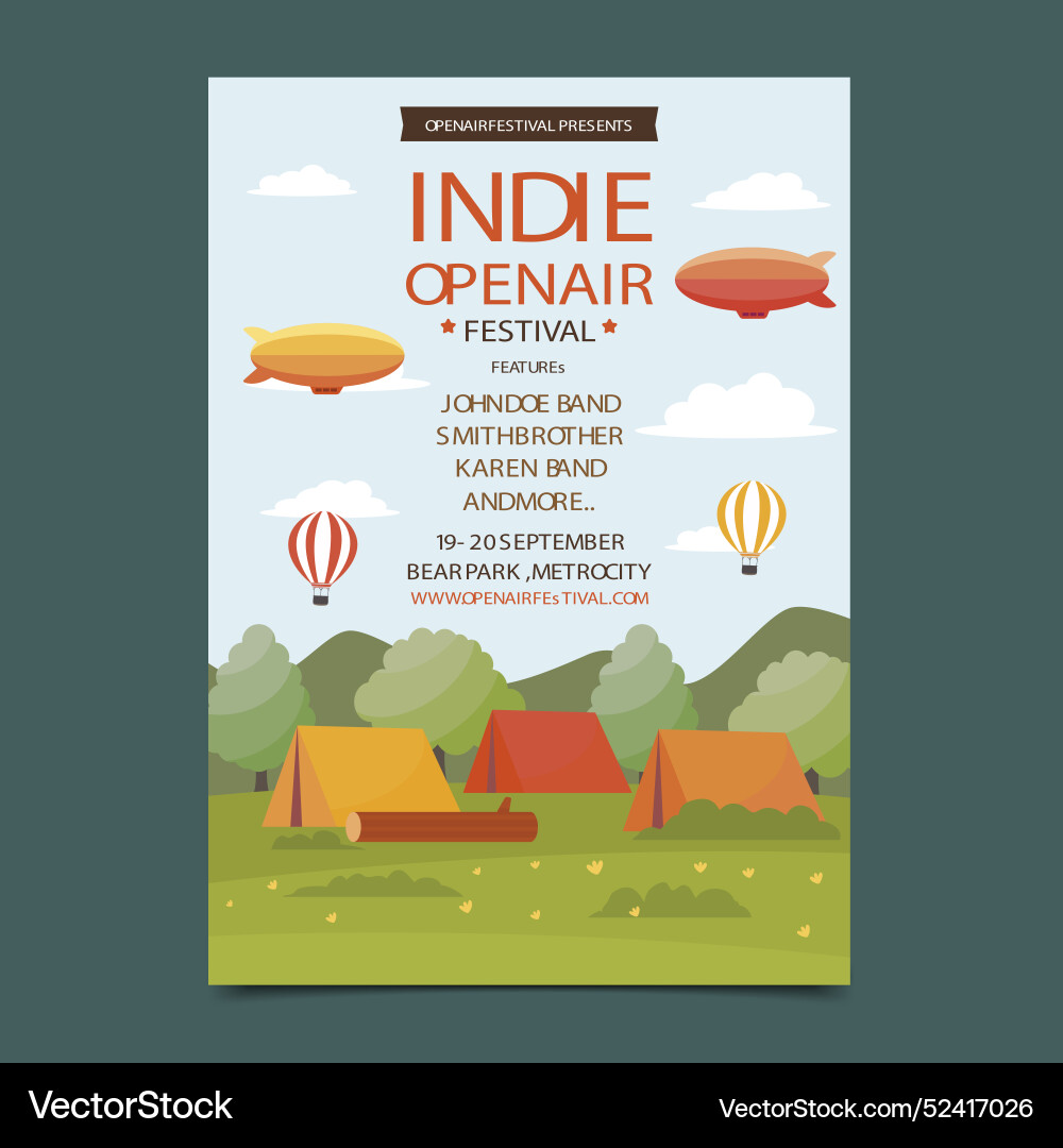 Open air party poster template Royalty Free Vector Image