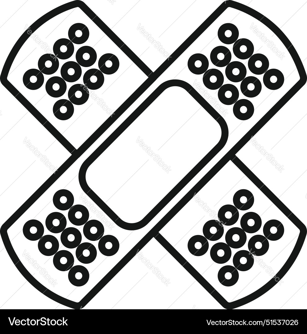 Two adhesive bandages forming an x shape Vector Image