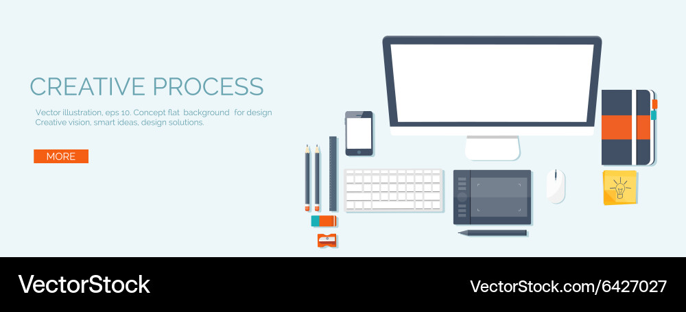 Flat header workplace Royalty Free Vector Image