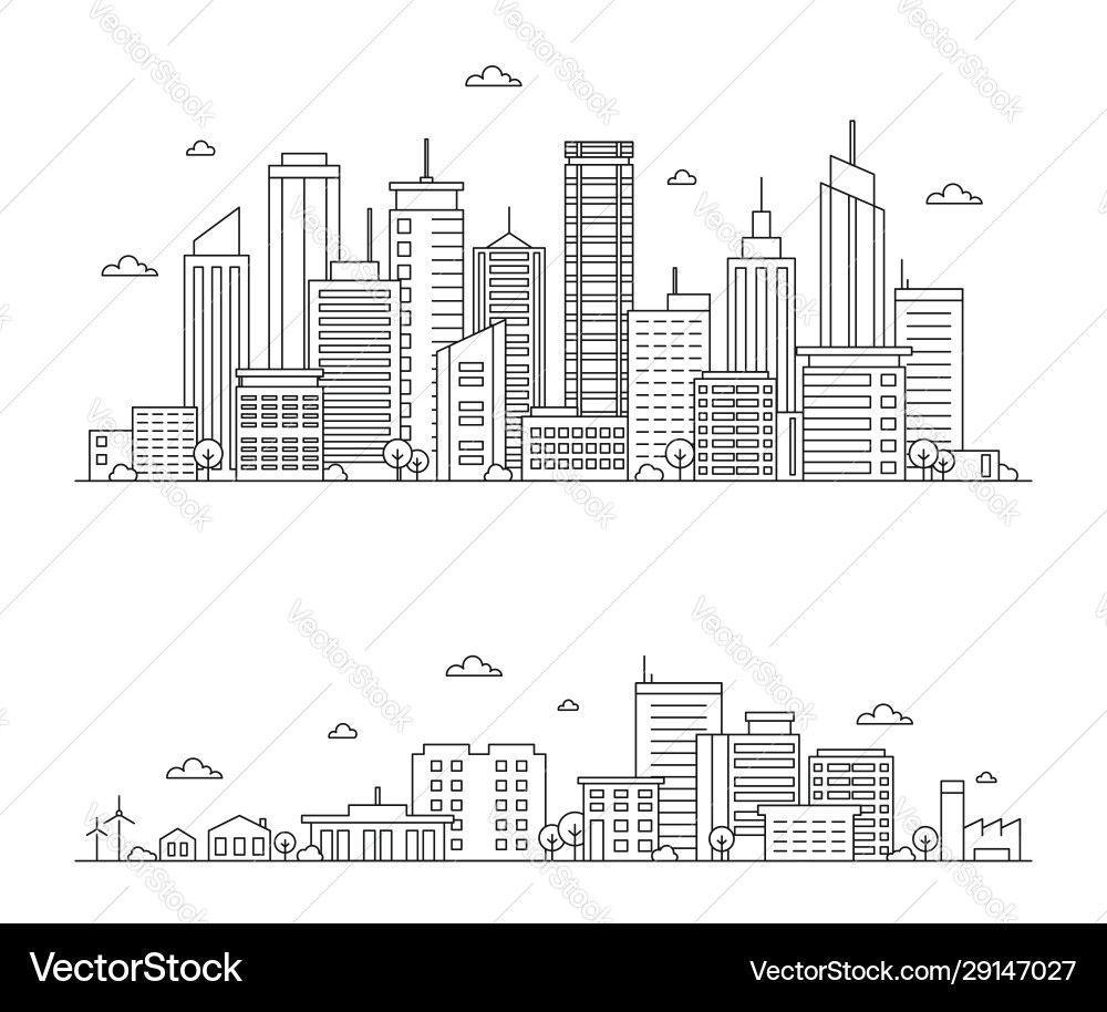 Outline city landscape Royalty Free Vector Image