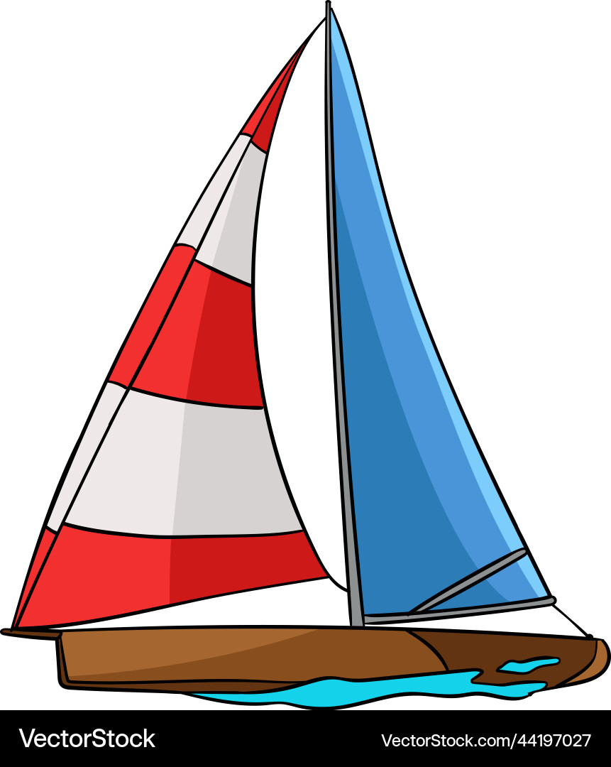 Sailing cartoon colored clipart Royalty Free Vector Image