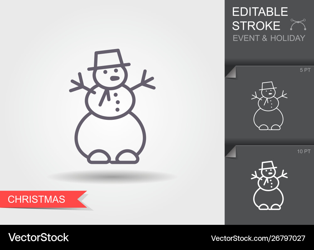 Snowman Line Icon - Editable Stroke Royalty Free Vector