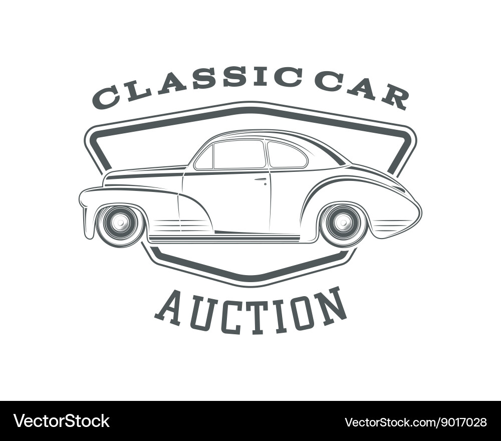 Classic car auction badge template Royalty Free Vector Image