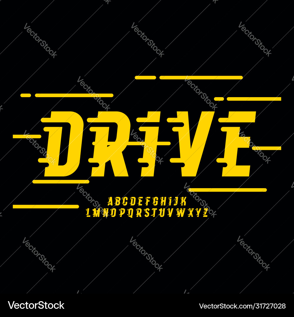 Drive modern speed movement font typeset Vector Image