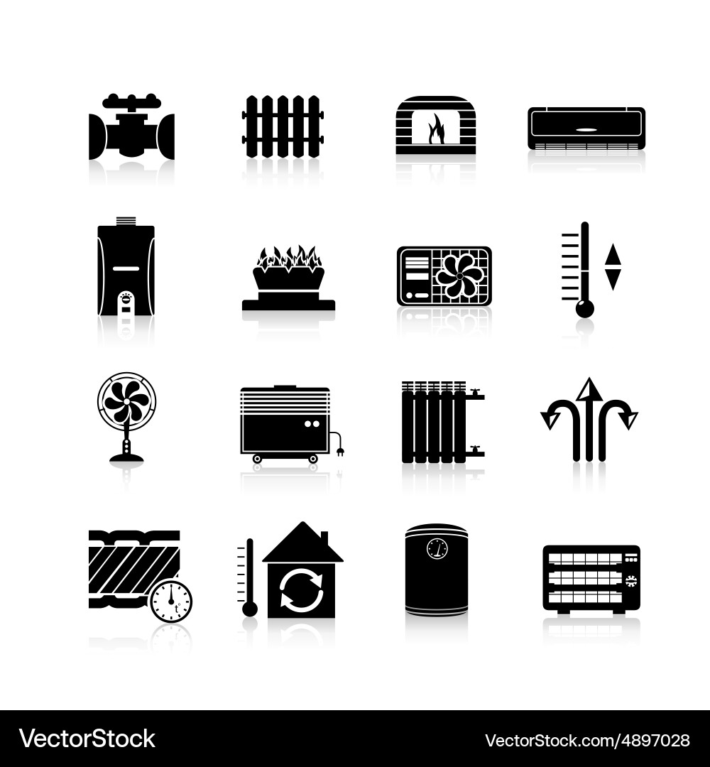 Heating & Cooling Icon Set Royalty Free Vector Image