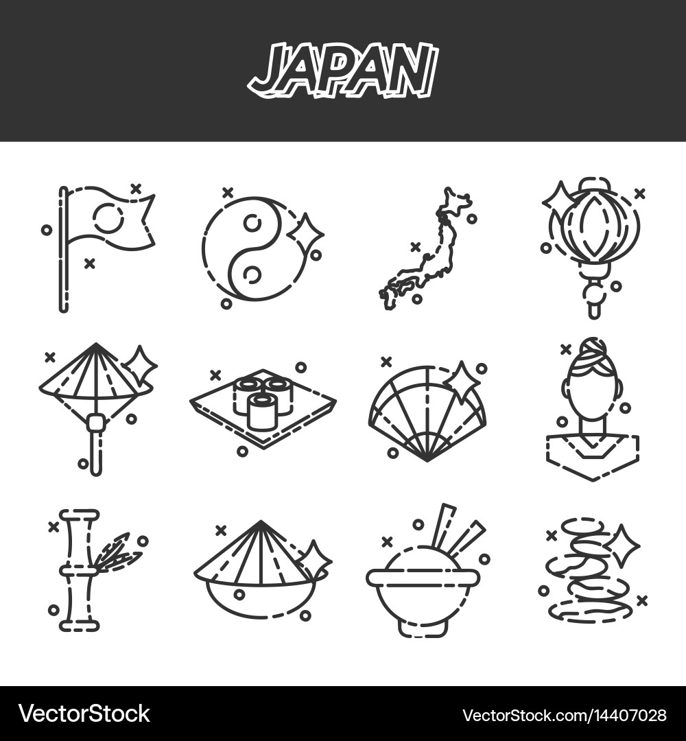 Japan Icons Set Lizenzfreies Vektorbild - VectorStock
