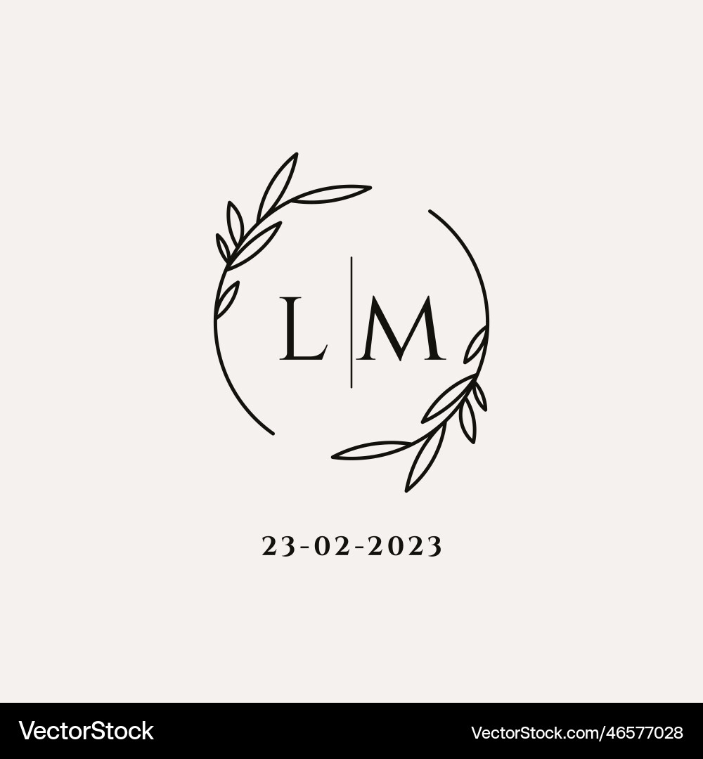Letter lm wedding monogram logo design Royalty Free Vector