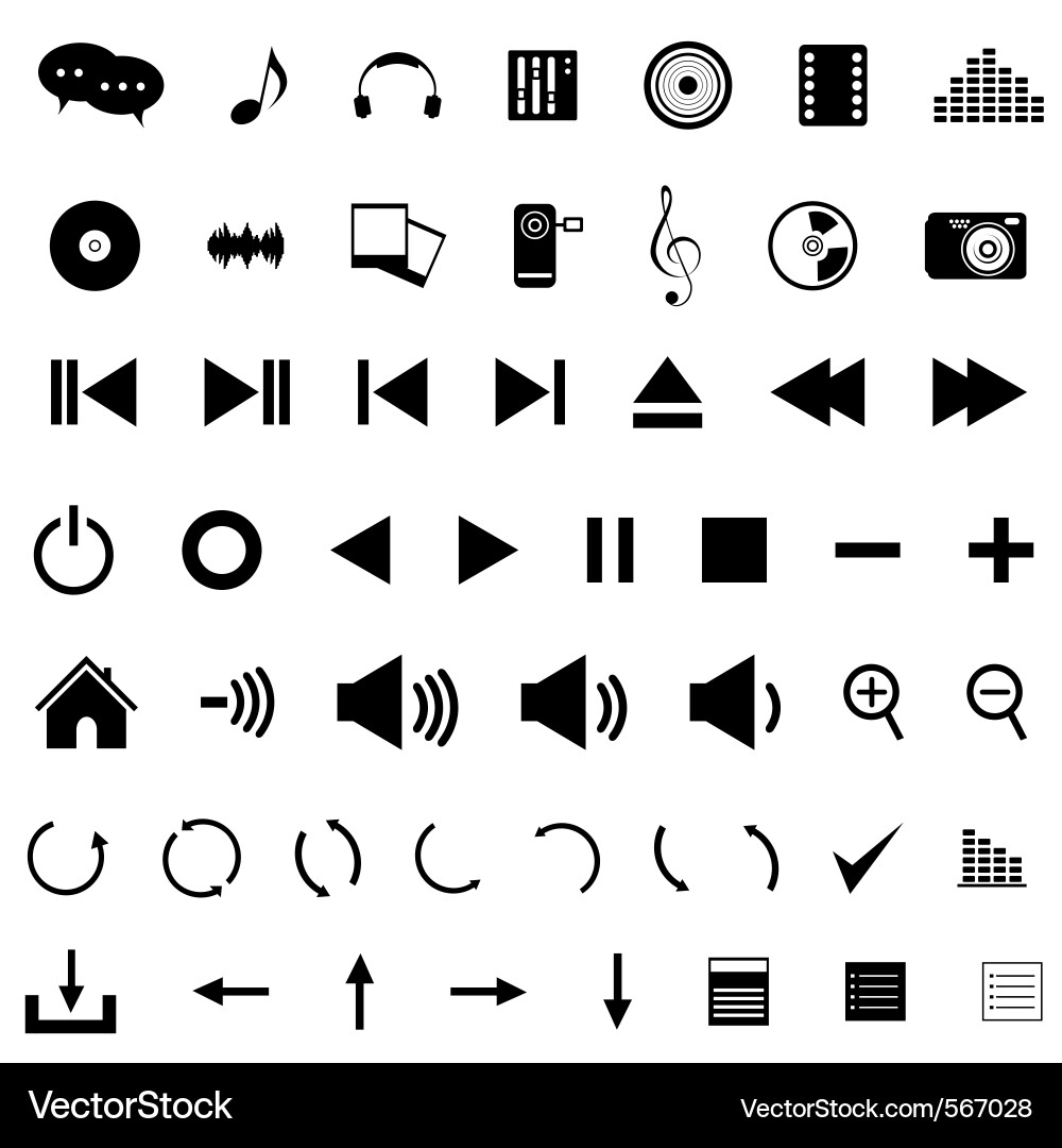 Music Player Icon Set Royalty Free Vector Image