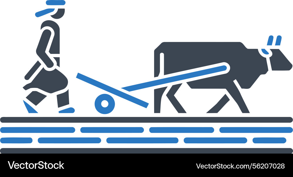 Ox ploughing icon Royalty Free Vector Image - VectorStock