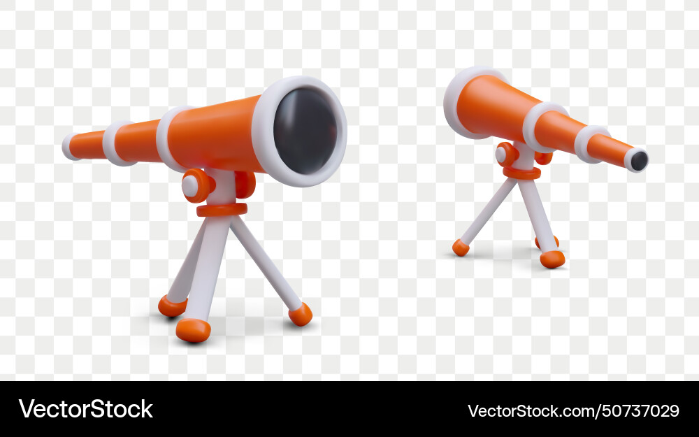 3d telescope in cartoon style front and back view Vector Image