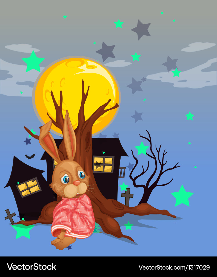 A rabbit beside an old tree Royalty Free Vector Image