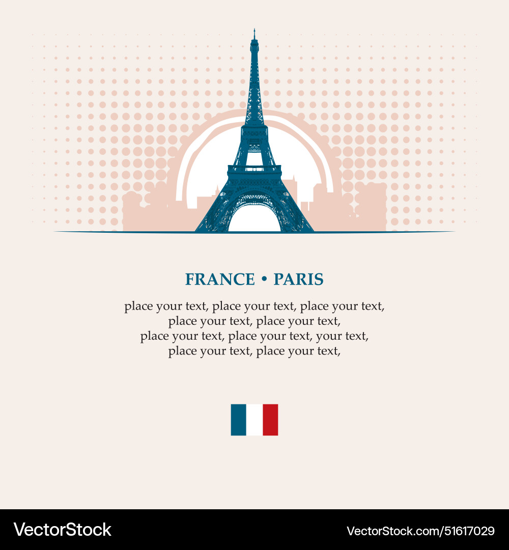 Banner with french eiffel tower in paris Vector Image